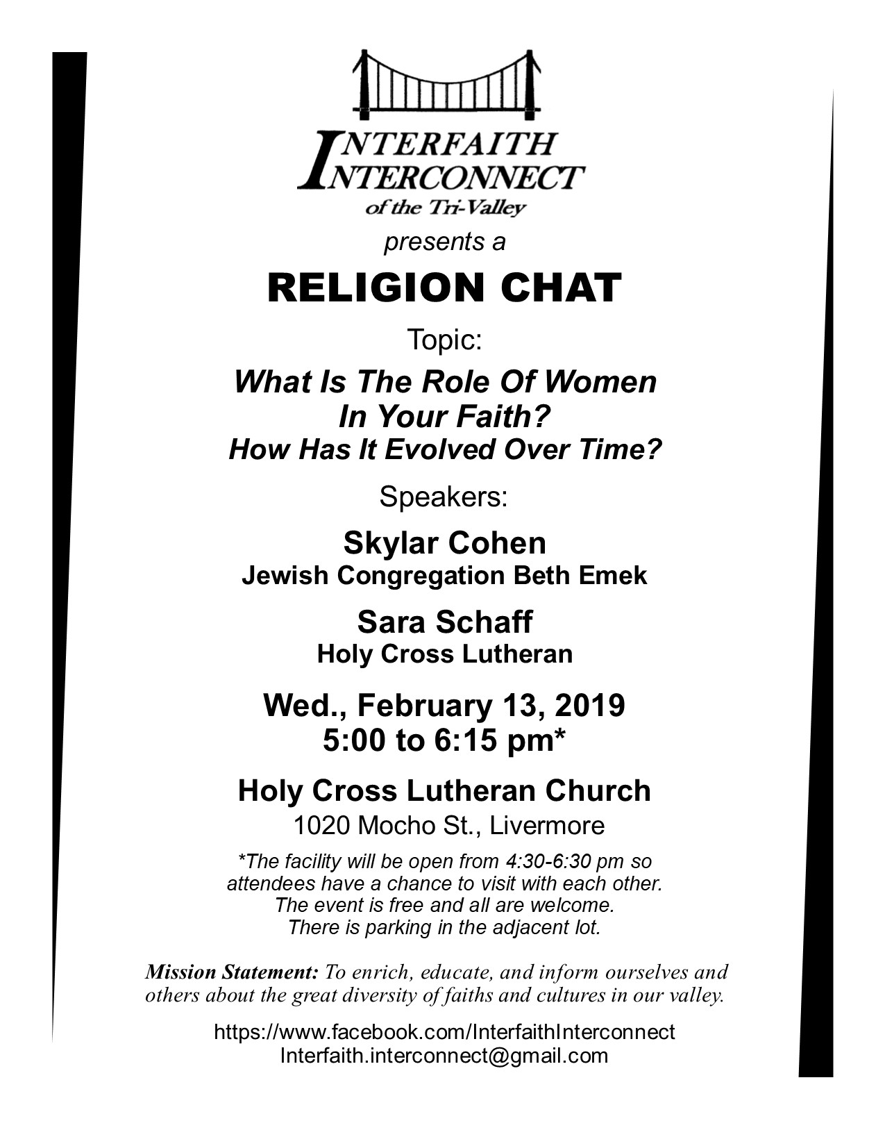 Livermore: Religion Chat – What is the Role of Women in Your Faith? How ...