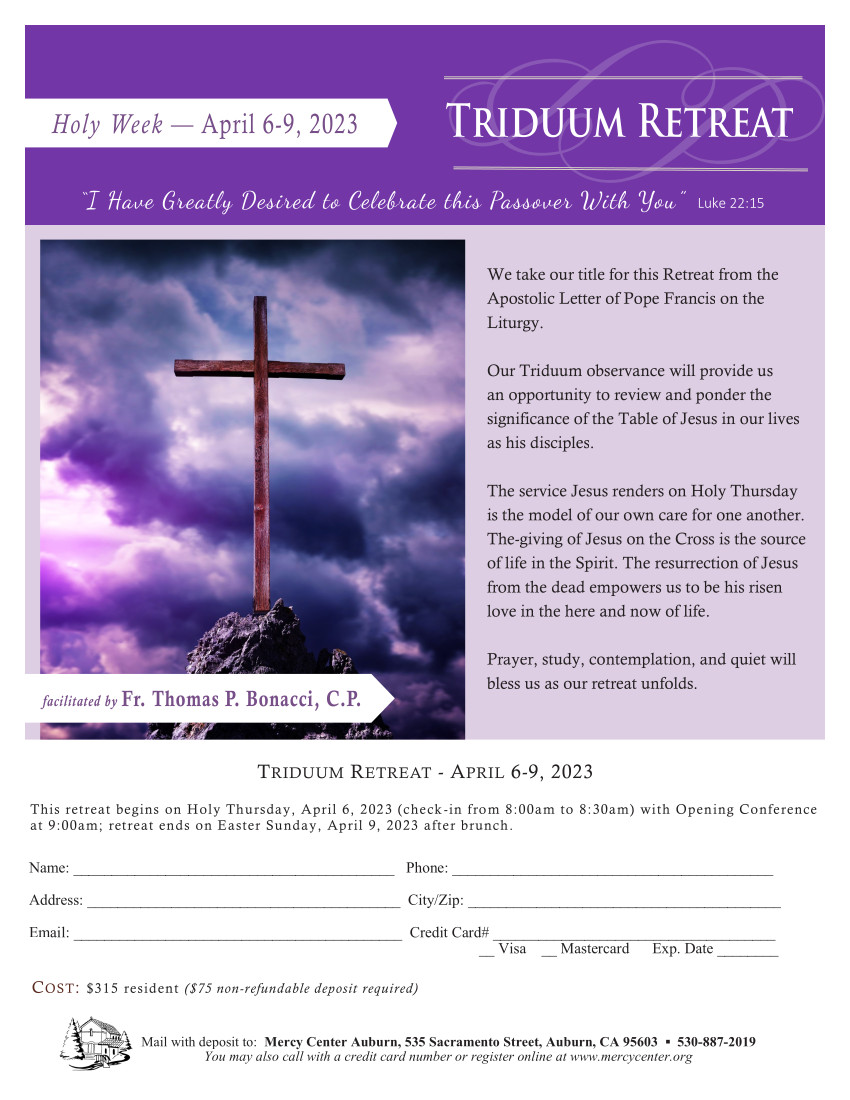 Auburn: Mercy Center Auburn Triduum Retreat | The Interfaith Peace Project